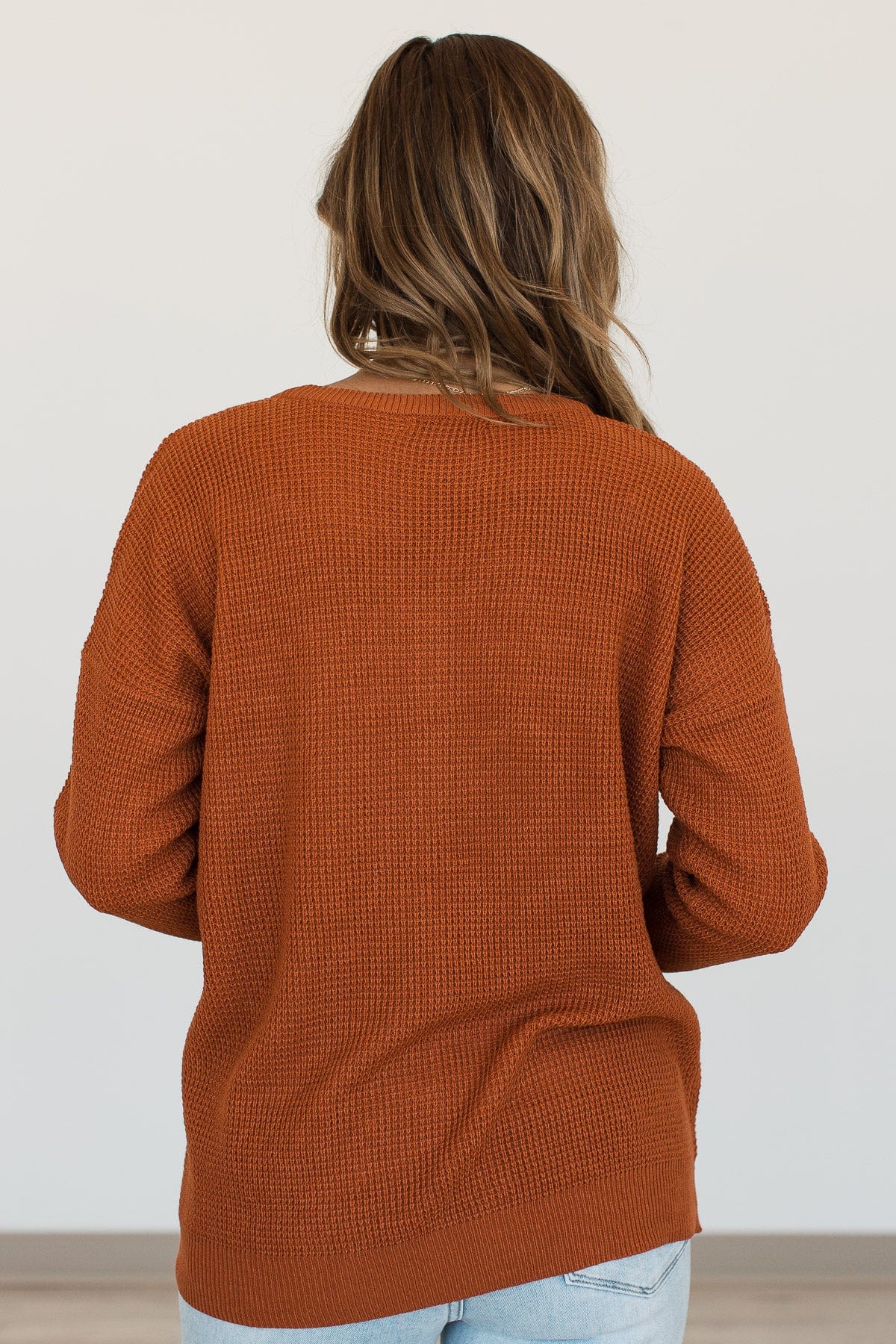Enticing Looks Button Sweater- Rust – The Pulse Boutique