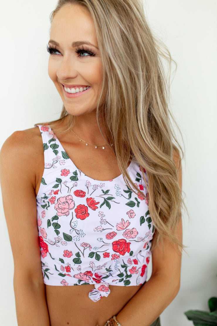 Floral Front Knot Swimsuit Tankini- Light Pink – The Pulse Boutique