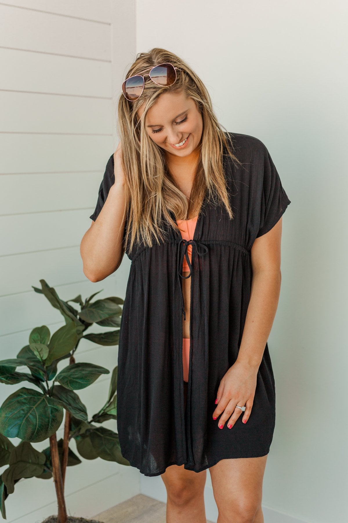 Make Every Moment Count Tie Cover Up- Black – The Pulse Boutique