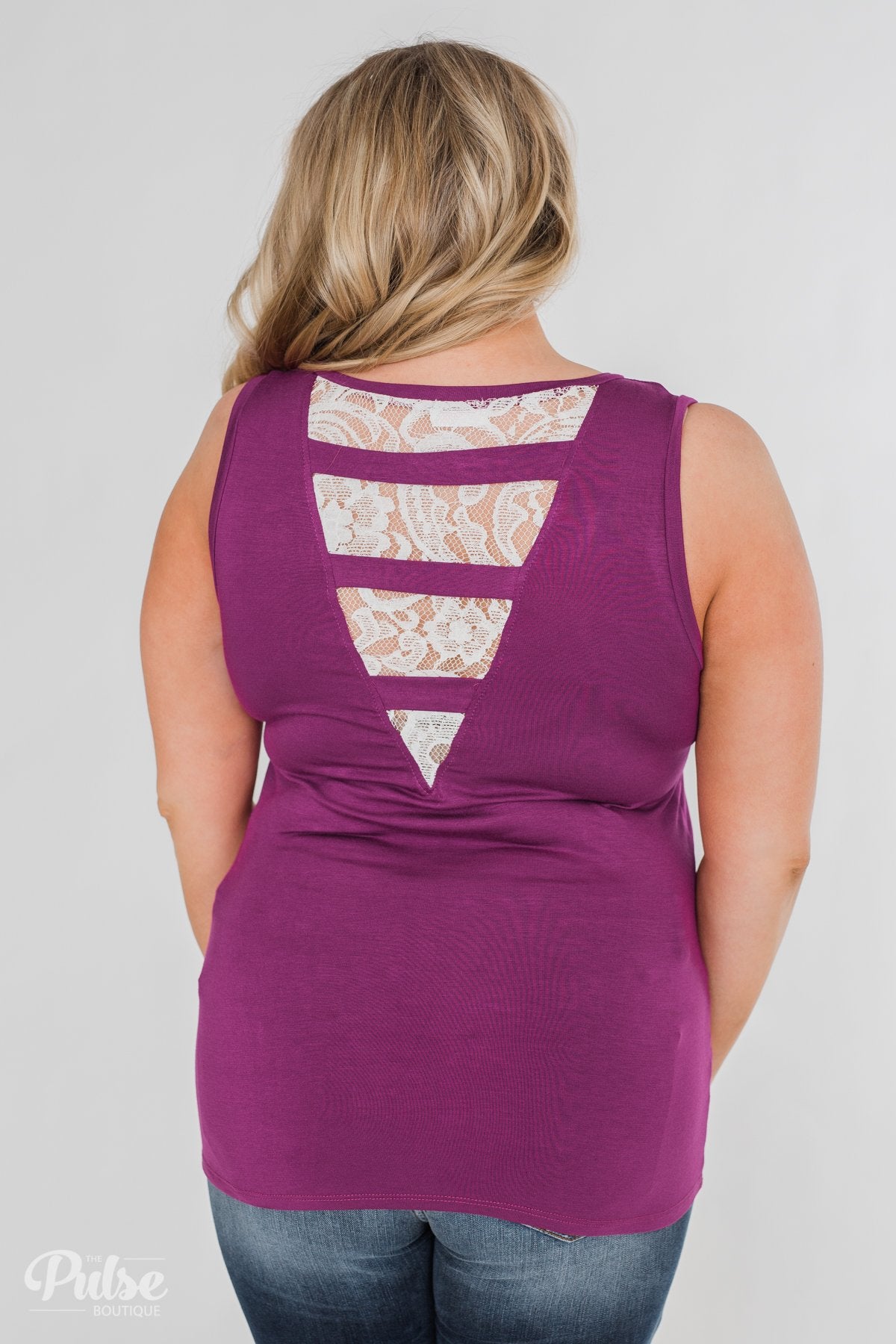 Lace Back Pocket Tank Top- Magenta – The Pulse Boutique