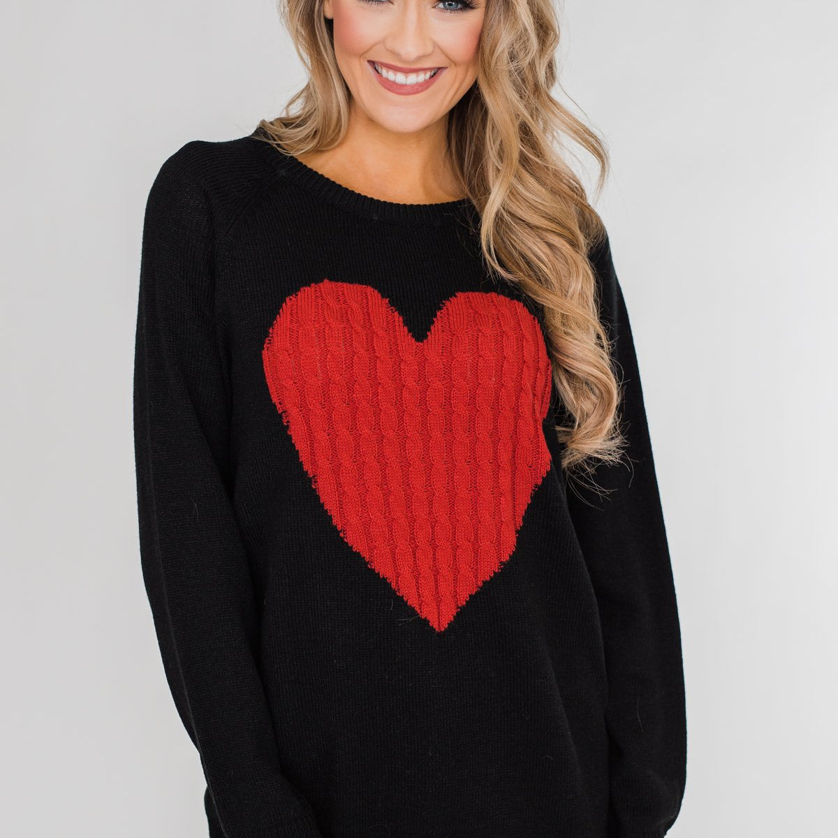 Love Your Life Knitted Heart Sweater - Black – The Pulse Boutique