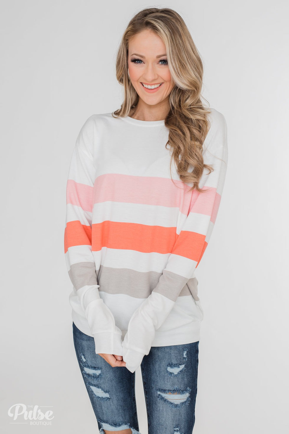Dreaming of Spring Striped Pullover Top- Ivory – The Pulse Boutique