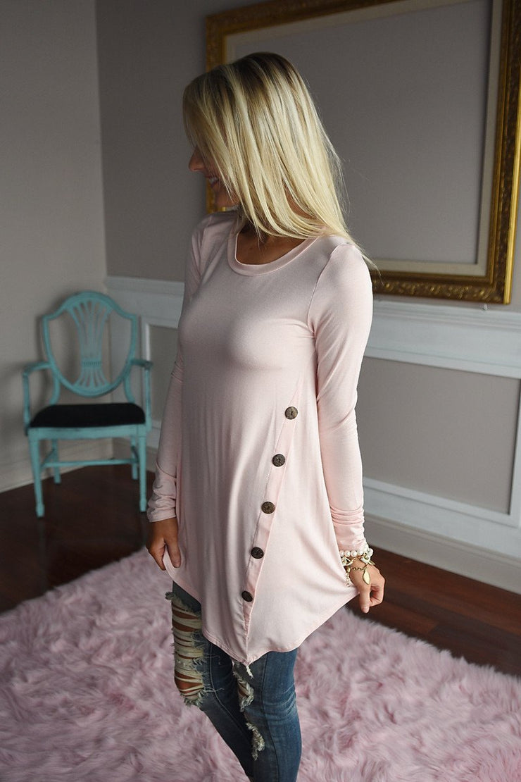 Push My Buttons Top ~ Light Pink – The Pulse Boutique