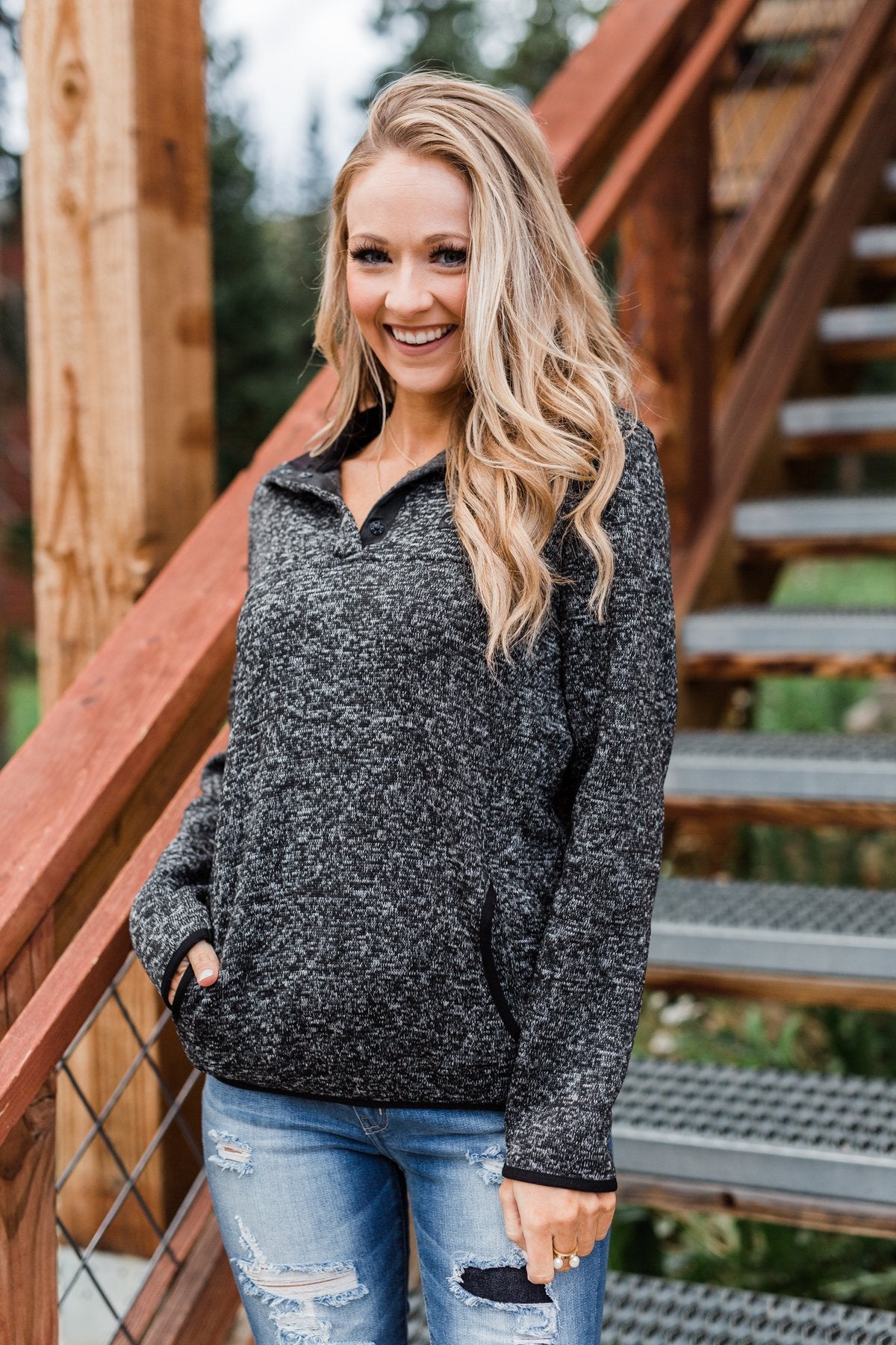 Pulse Exclusive Quarter Button Pullover- Charcoal – The Pulse Boutique